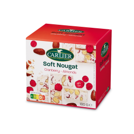 Carlier Cranberry And Almonds Nougat Gift Box 180g