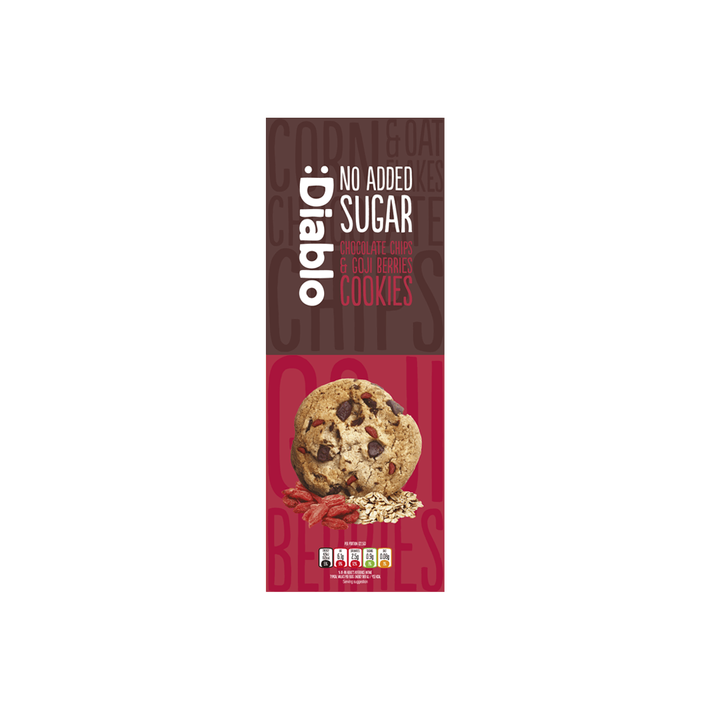 Buy Diablo Choc Chip & Goji Berry Cookies 135g Online - Grape Tree