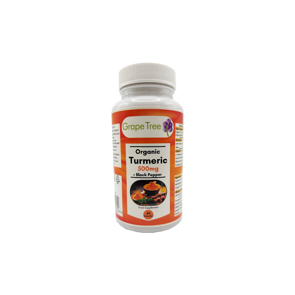 Get Grape Tree Organic Turmeric 500mg with Black Pepper Capsules