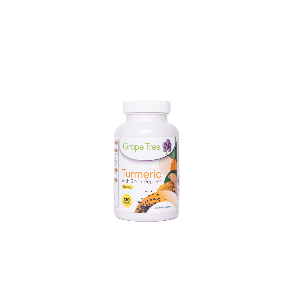 Grape Tree Turmeric 500mg With Black Pepper 5mg 120 Capsules | Grape Tree
