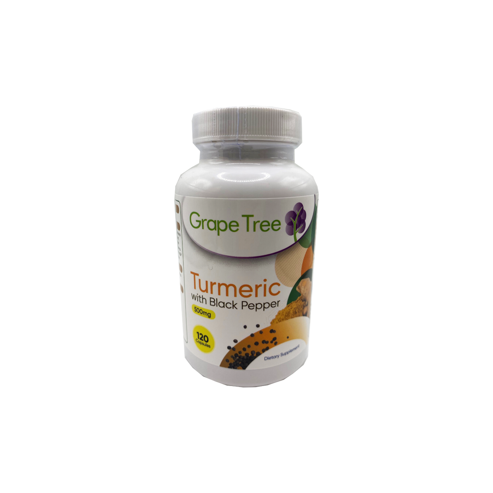 Grape Tree Turmeric 500mg With Black Pepper 5mg 120 Capsules | Grape Tree