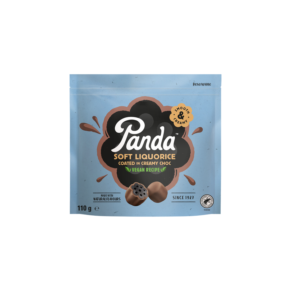 Panda Vegan Chocolate Coated Soft Liquorice 110g | Grape Tree