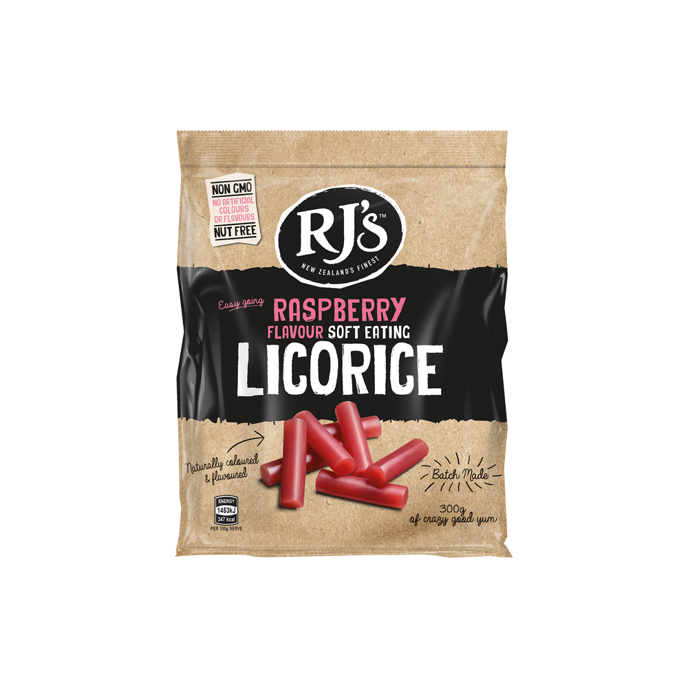 RJ's Soft Raspberry Licorice 300g | Grape Tree