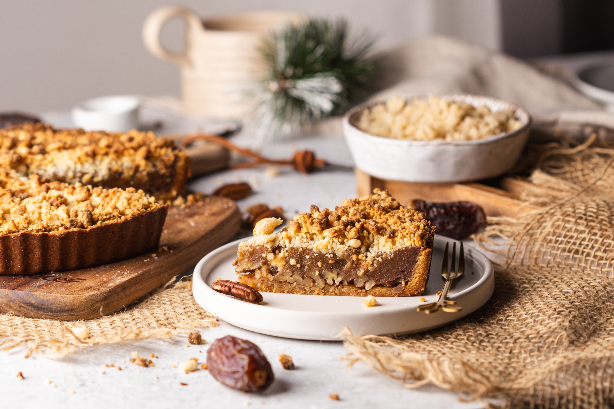 Date Caramel Pecan Crumble Tart | Healthy Recipes | Grape Tree