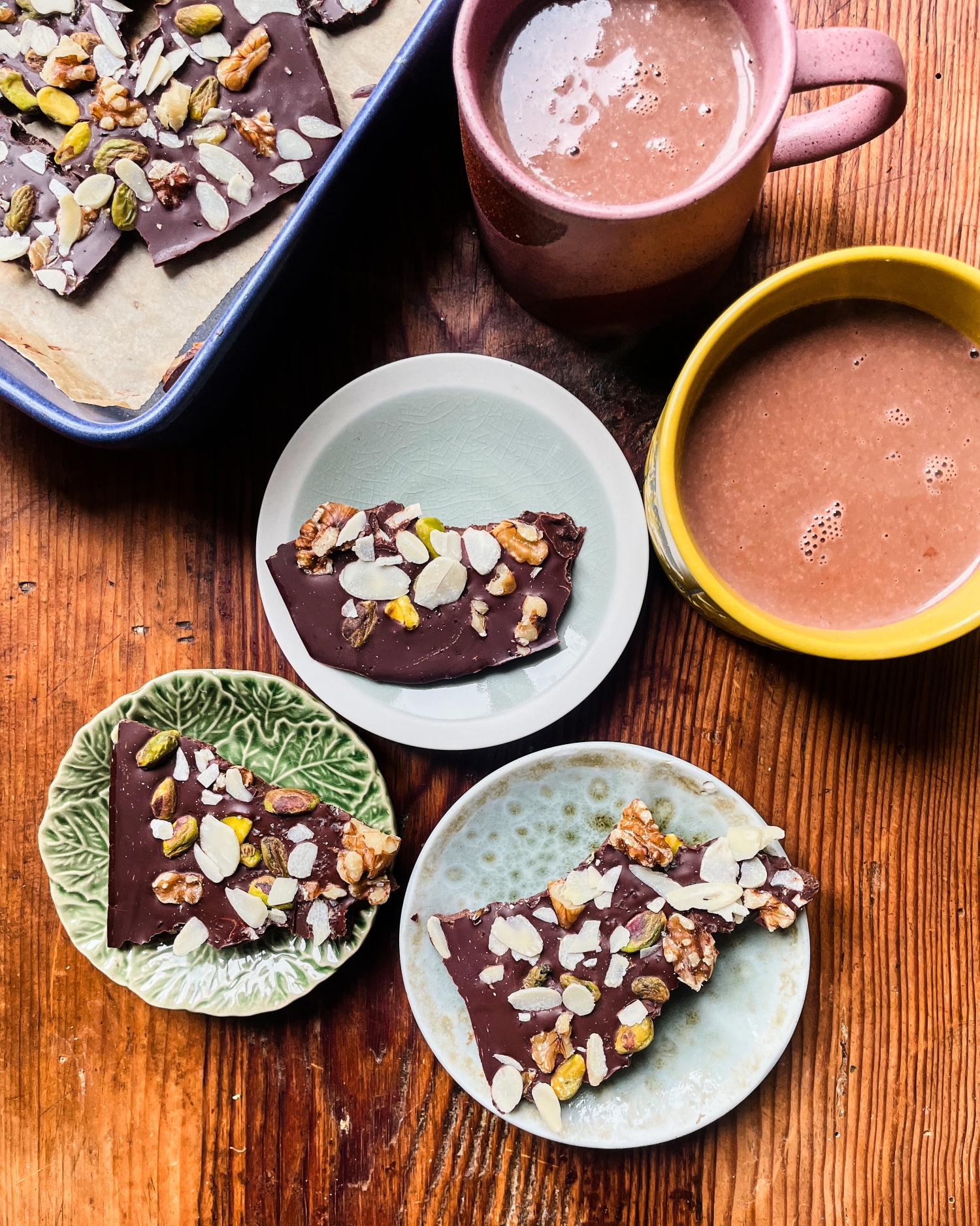 Tahini Hot Chocolate With Spiced Nut Bark | Grape Tree